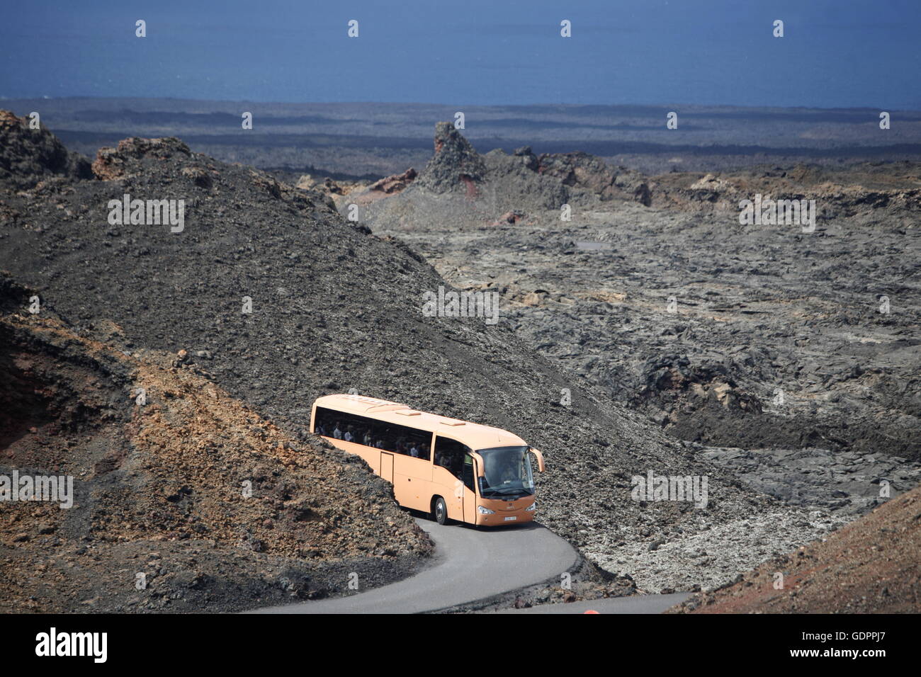 The Vulkan National Park Timanfaya on the Island of Lanzarote on the ...