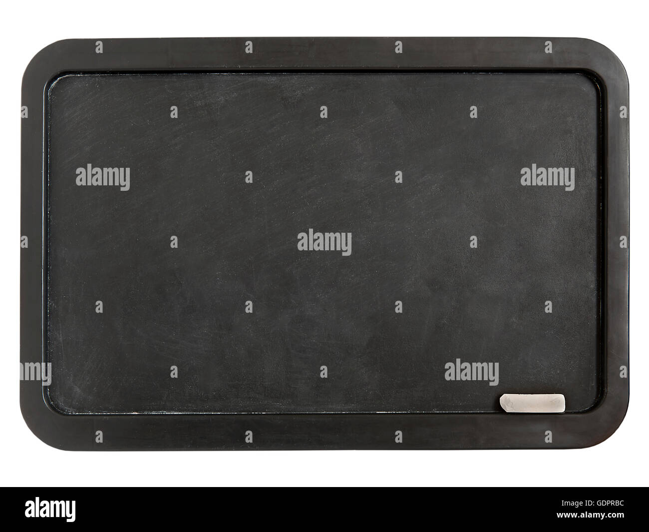 Black plastic whiteboard with chalk isolated on a white background ...
