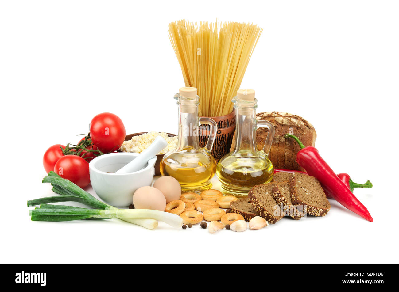 range of food on white background Stock Photo - Alamy