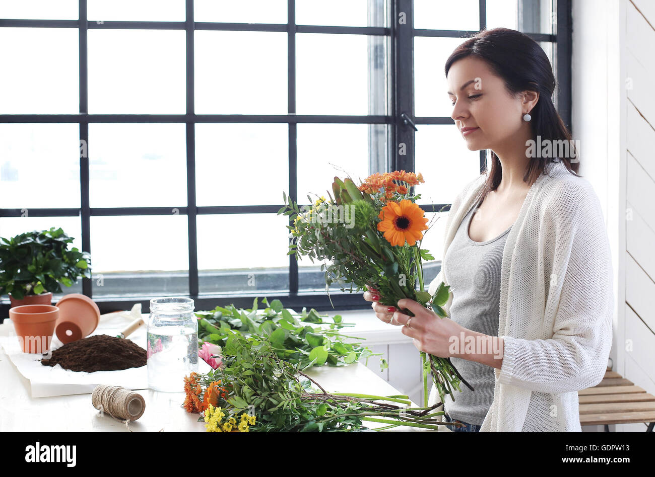 Woman at home Stock Photo - Alamy
