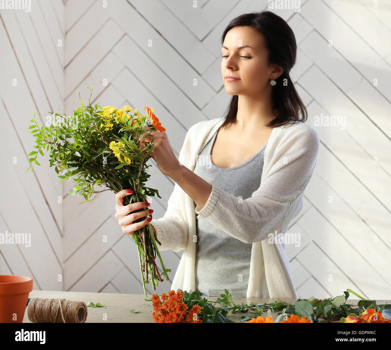 Woman at home Stock Photo - Alamy