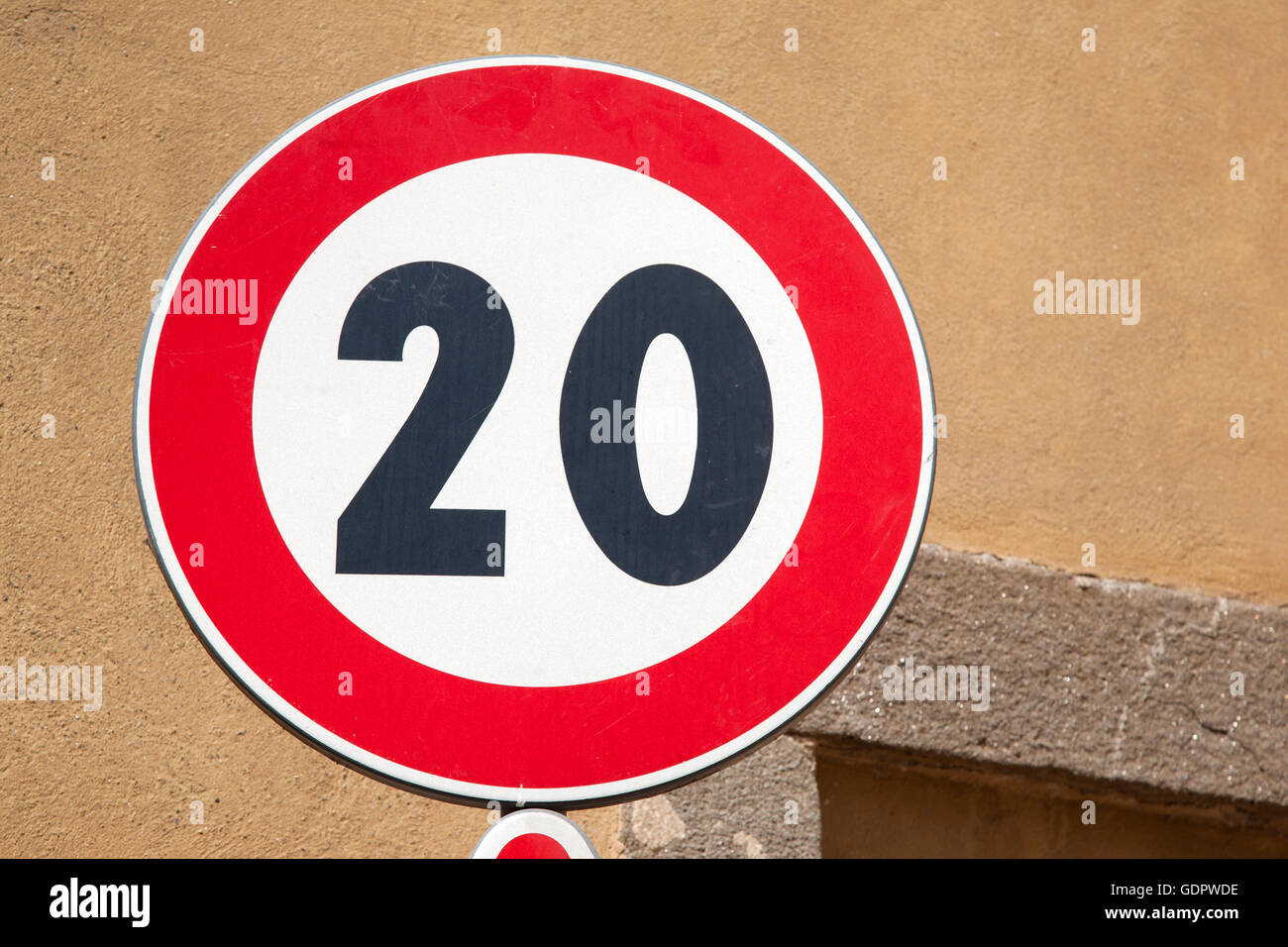 Twenty Speed Traffic Sign in Urban Setting Stock Photo - Alamy