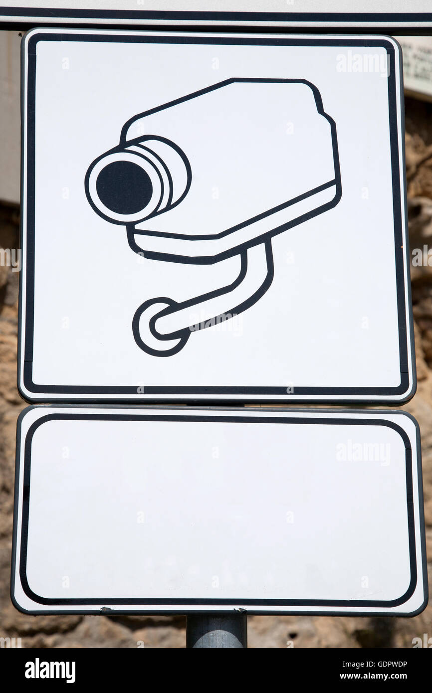 Surveillance Camera Sign in Urban Setting Stock Photo - Alamy
