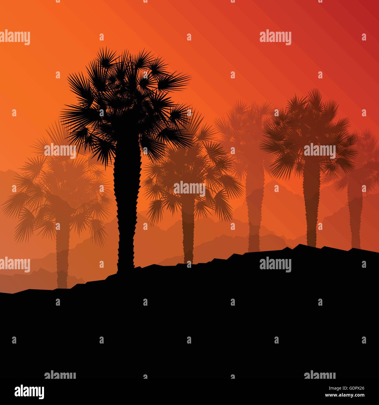 Desert oasis Stock Vector Images - Alamy