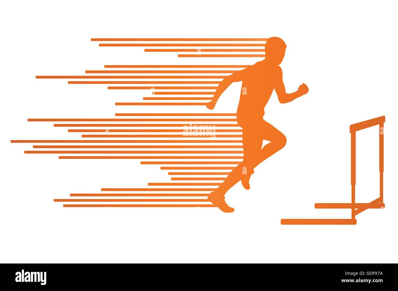 Athlete man hurdling in track and field vector background concept made ...