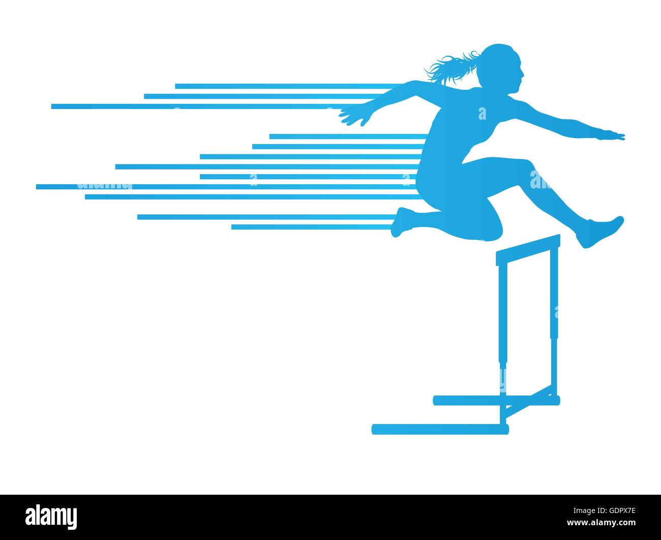 Athlete woman hurdling in track and field vector background concept ...