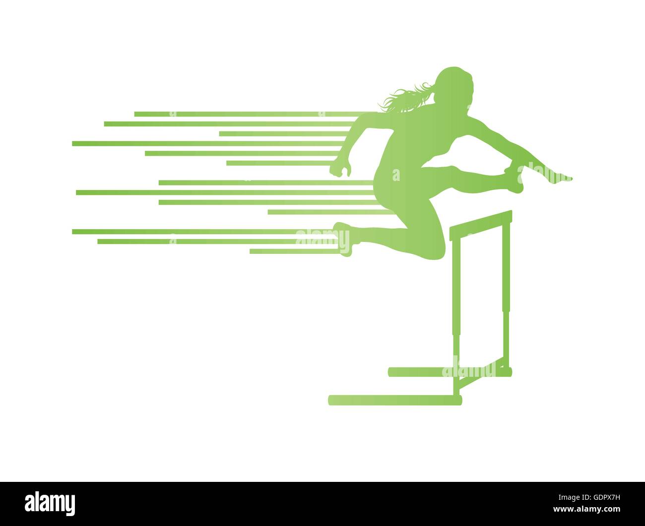 Athlete woman hurdling in track and field vector background concept ...