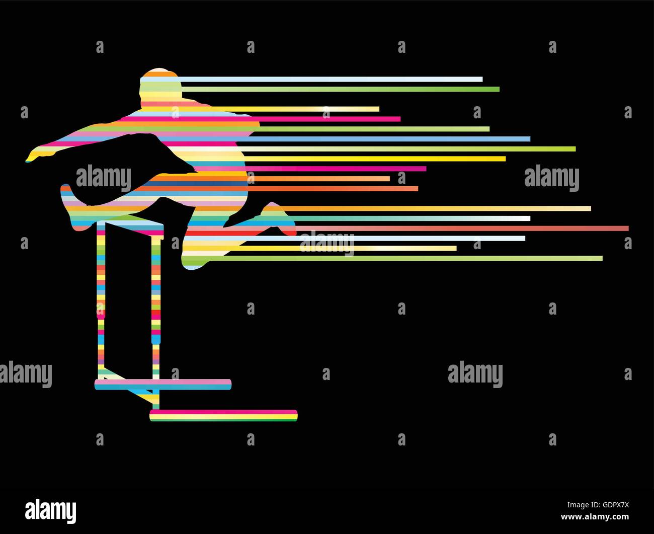 Athlete man hurdling in track and field vector background concept made ...