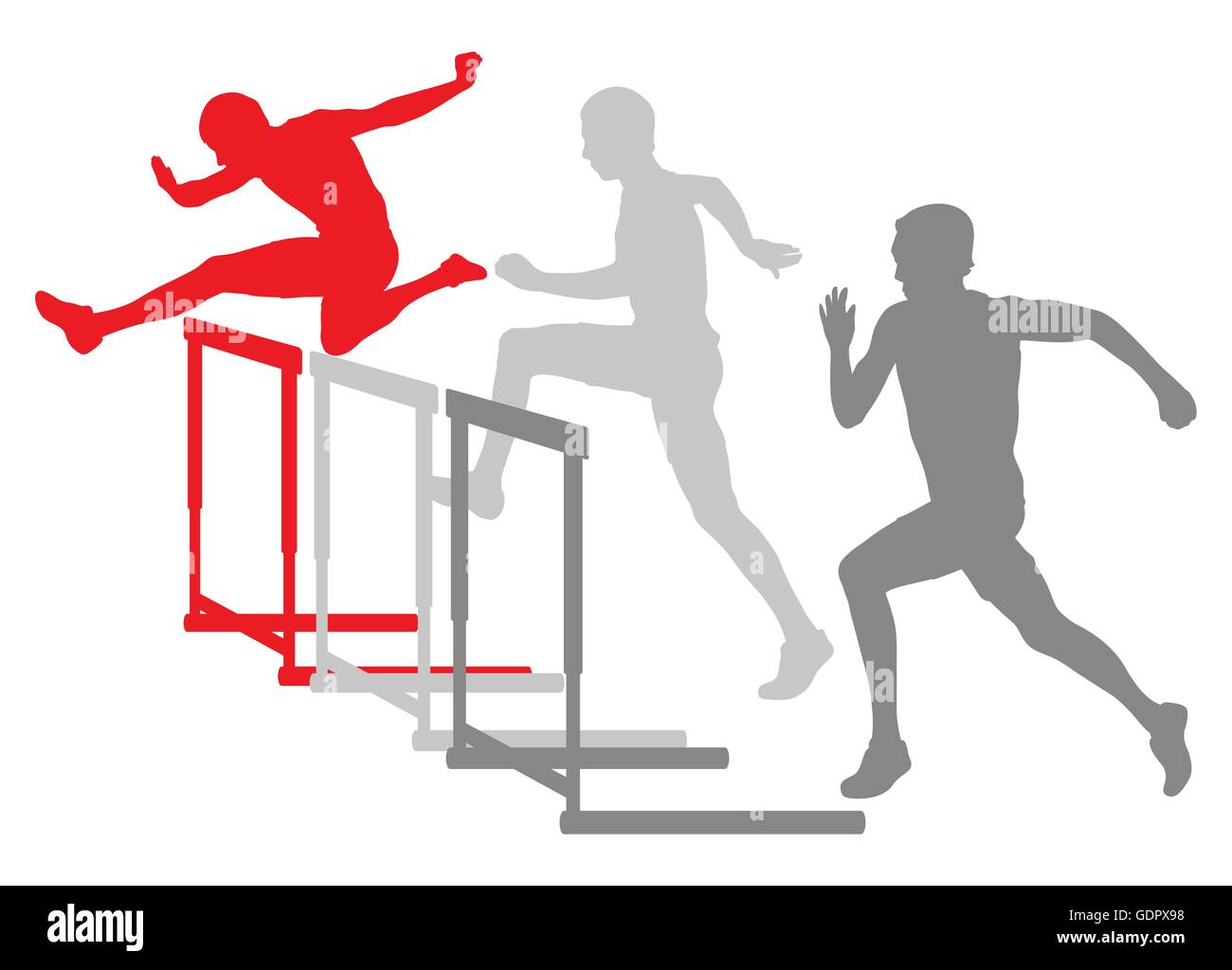 Hurdle race man barrier running vector background winner overcoming ...