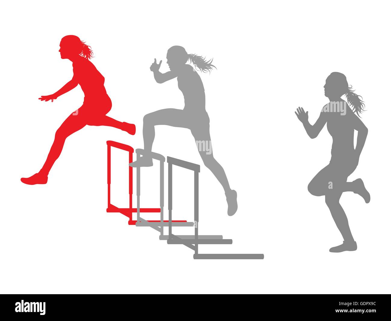 Hurdle race woman barrier running vector background winner overcoming ...