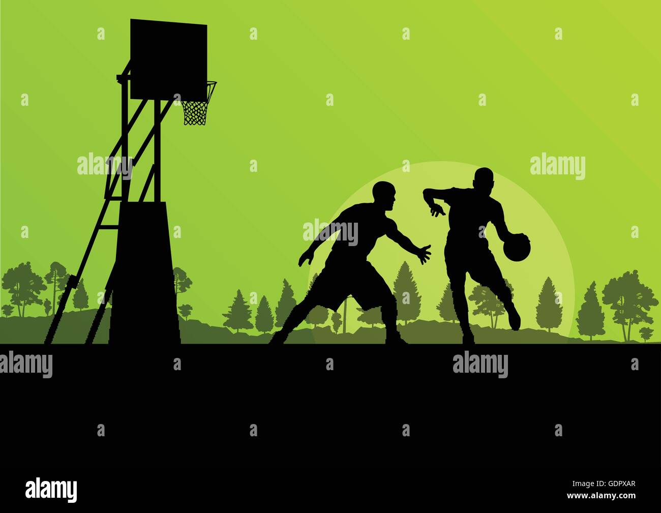 Basketball player landscape vector background concept for poster Stock ...