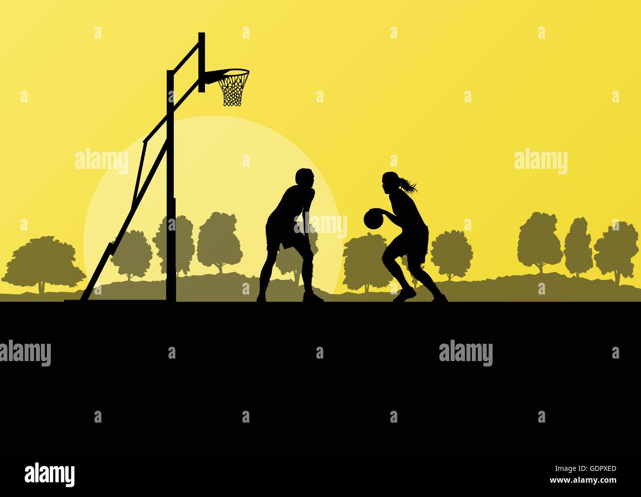 Basketball player landscape vector background concept for poster Stock ...