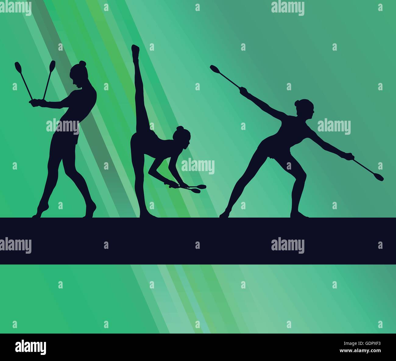 Rhythmic Gymnastics woman with clubs vector background concept Stock ...