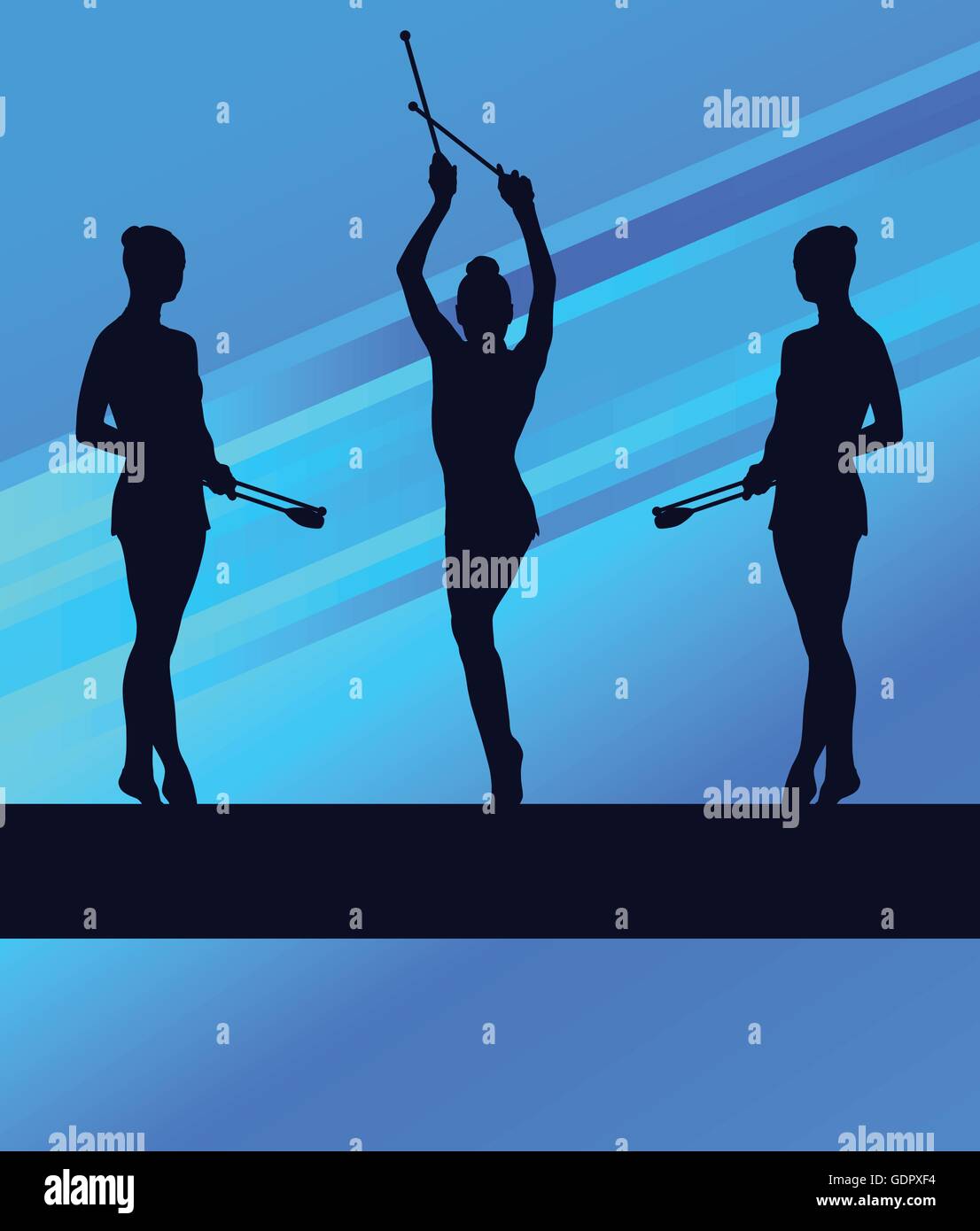 Rhythmic Gymnastics woman with clubs vector background concept Stock ...