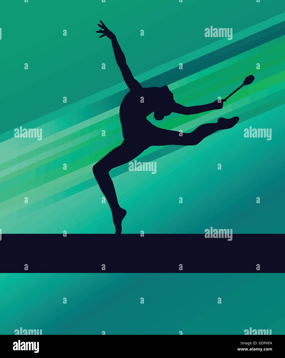 Rhythmic Gymnastics woman with clubs vector background concept Stock ...