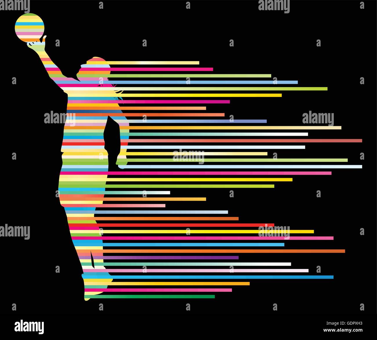 Woman basketball player vector background concept made of colorful ...