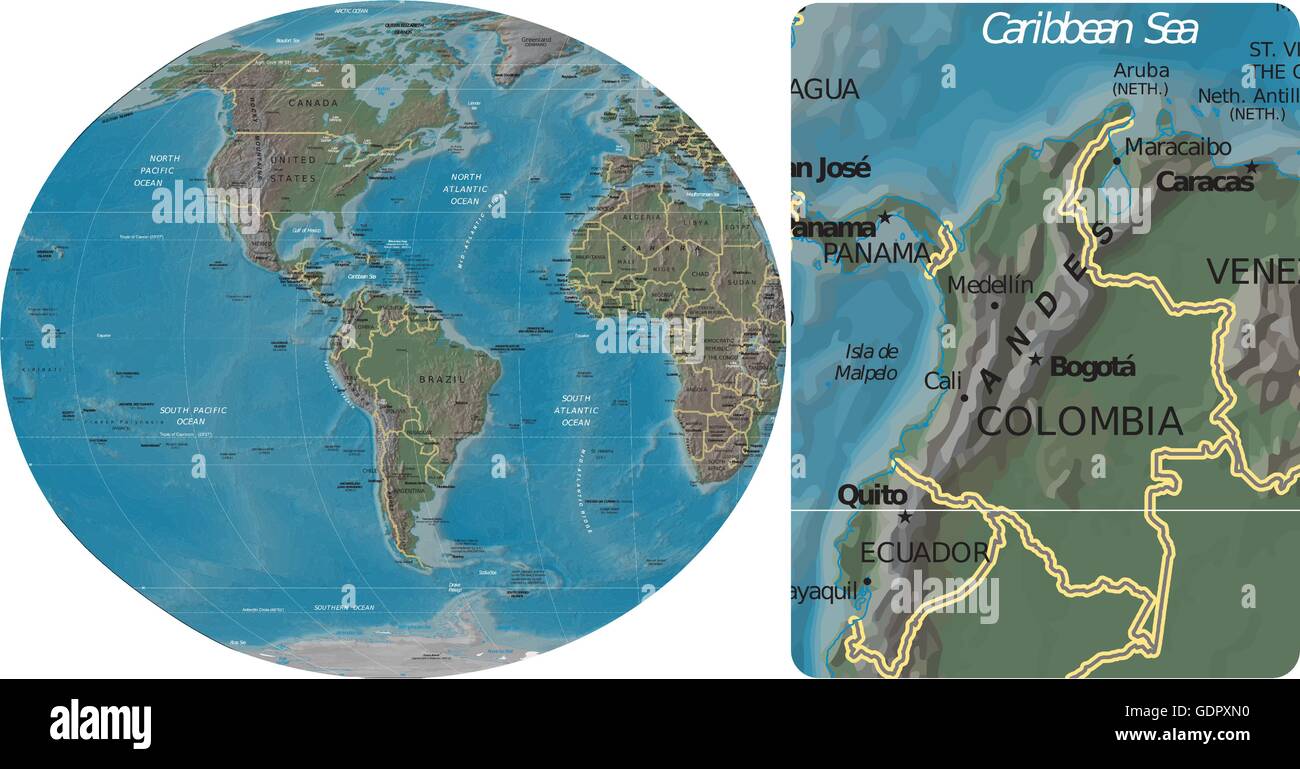 Map satellite geography colombia Stock Vector Images - Alamy
