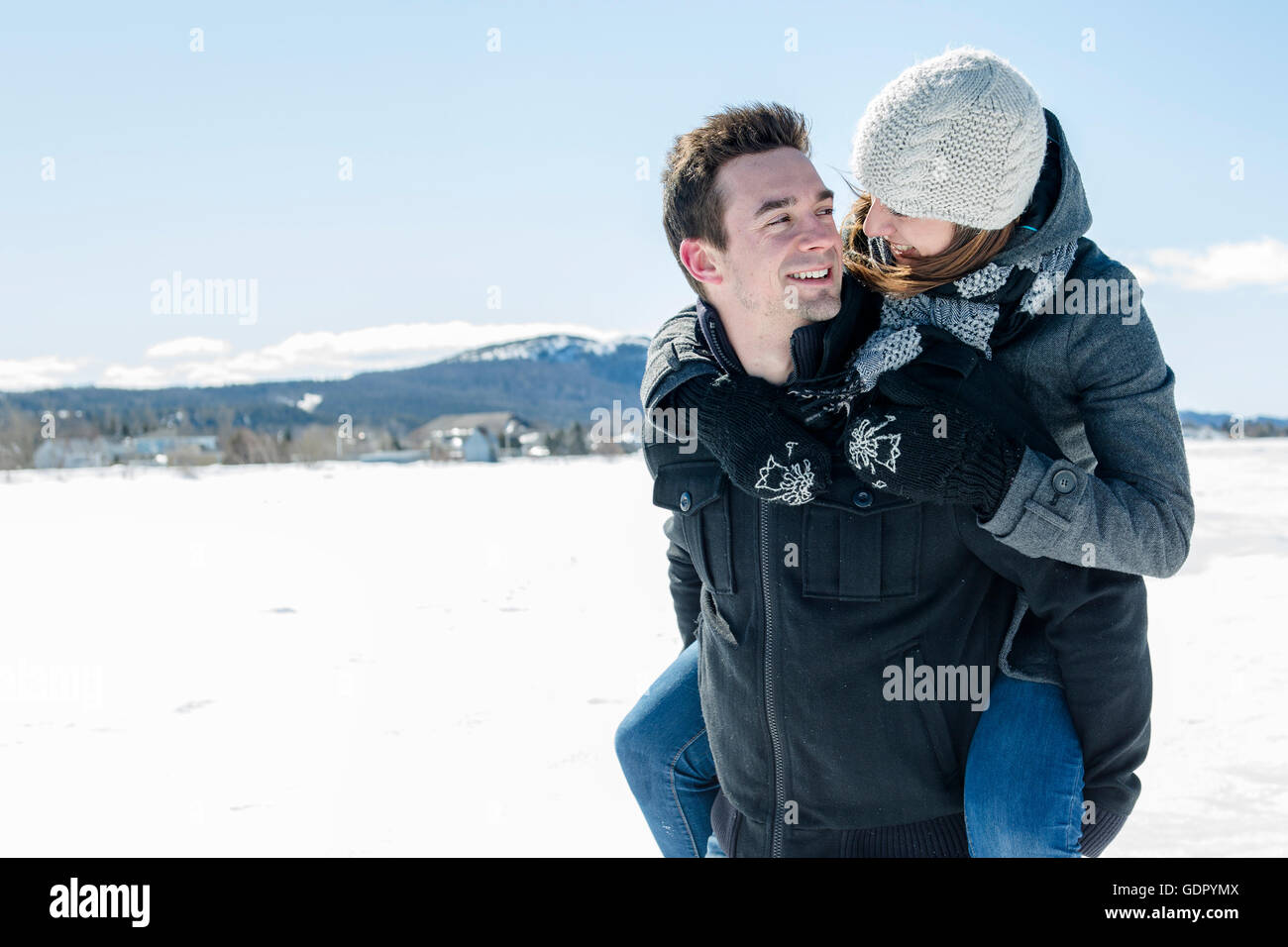 Couple winter walk laughing hi-res stock photography and images - Alamy