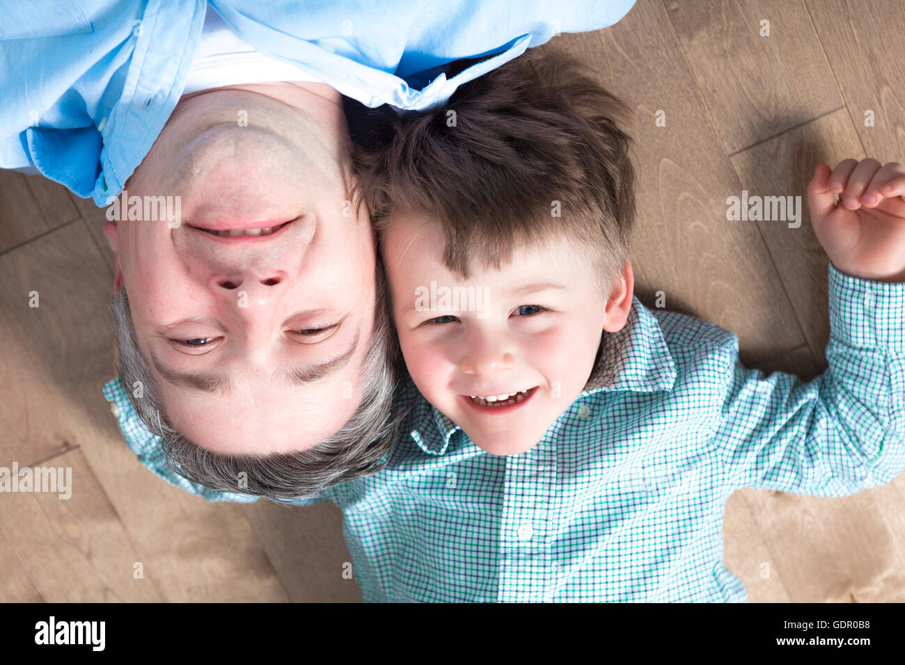 Happy dad and son. Top view of father Stock Photo - Alamy
