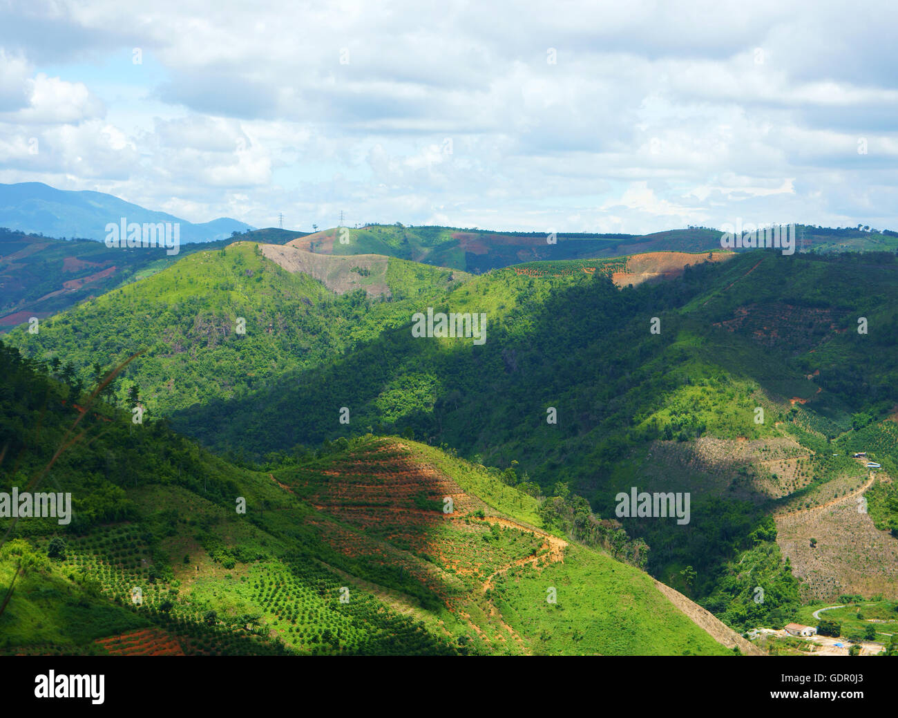 Amazing landscape of nature, chain of mountain in cloudy sky, group of ...