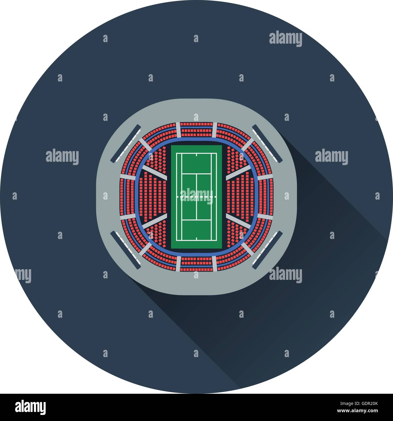 Tennis stadium aerial view icon. Flat color design. Vector illustration ...