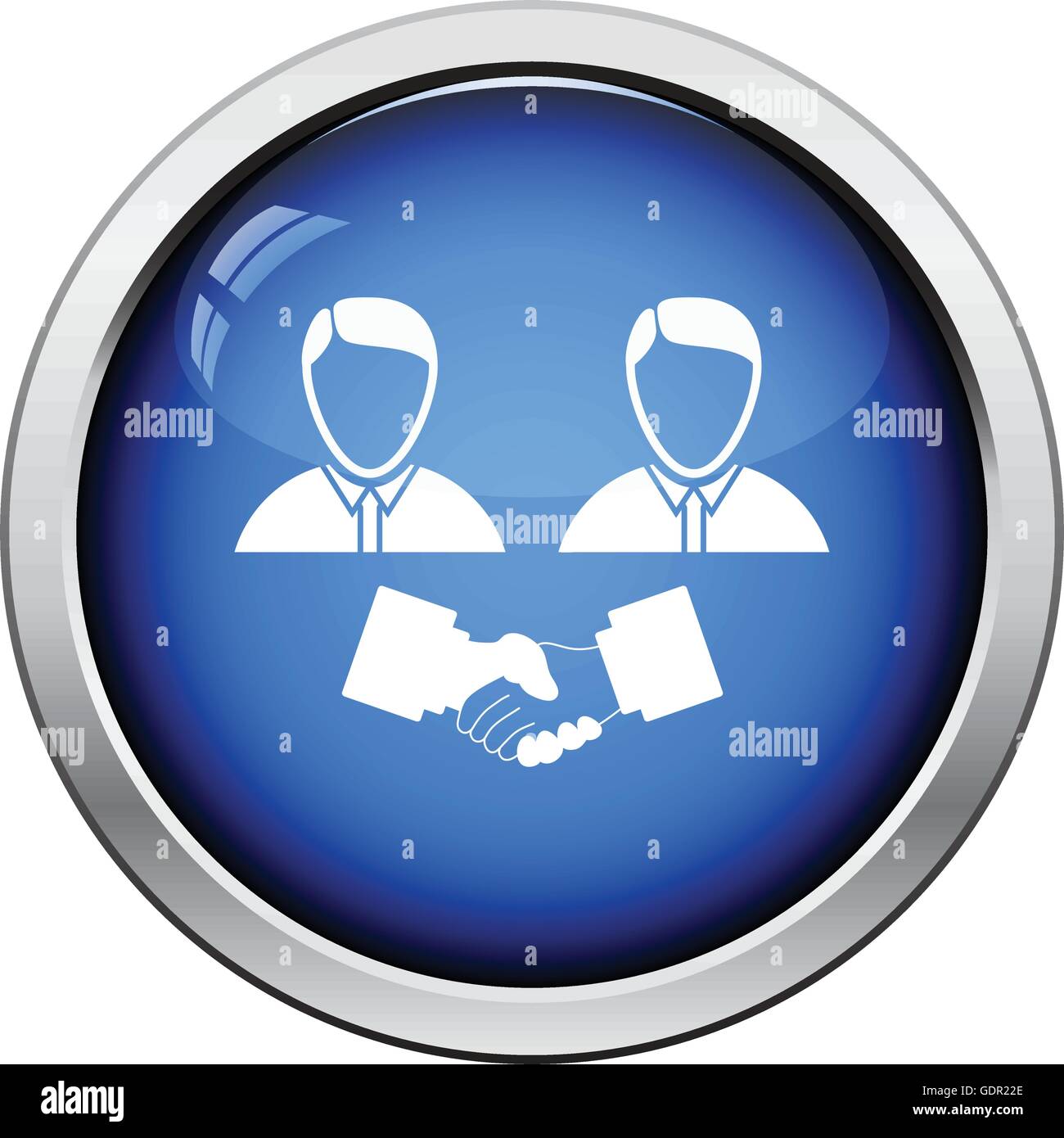 Hand shake icon. Glossy button design. Vector illustration Stock Vector ...