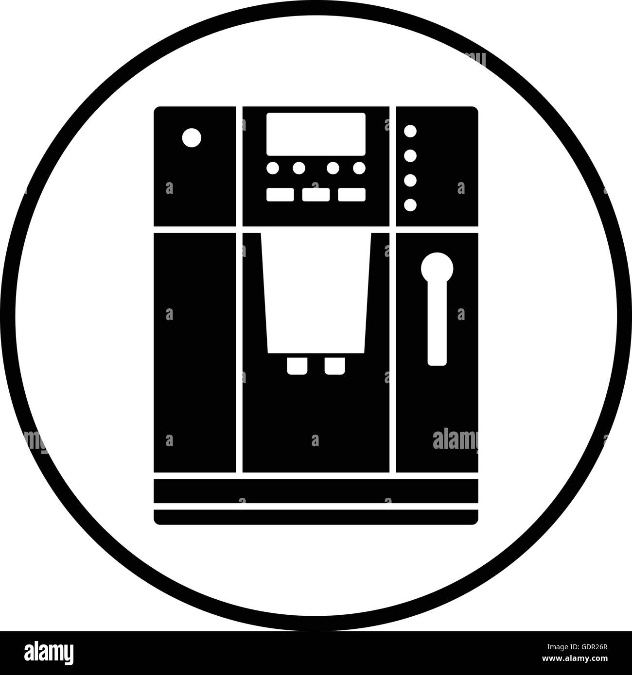 Kitchen coffee machine icon. Thin circle design. Vector illustration ...