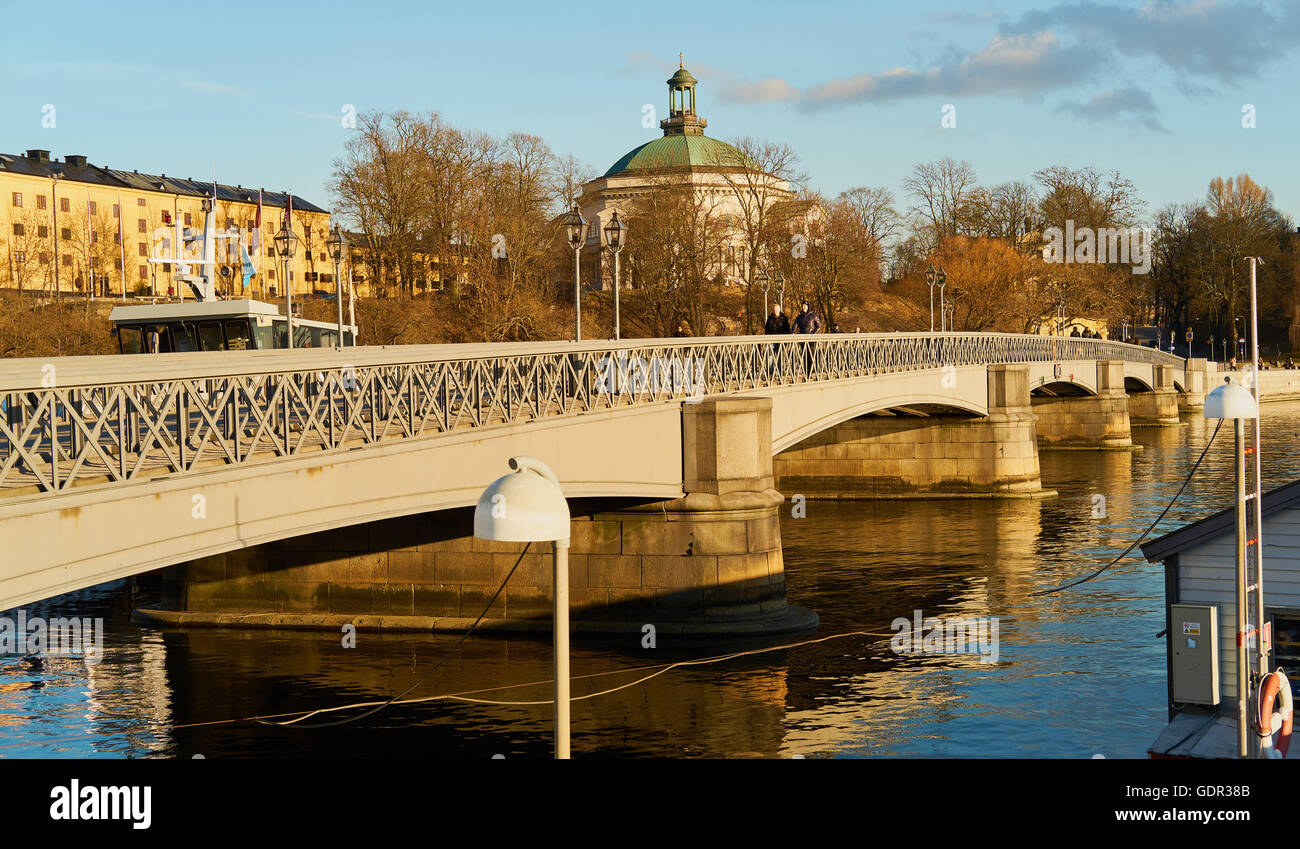Skeppsholmsbron Bridge (opened 1861) and the island of Skeppsholmen ...