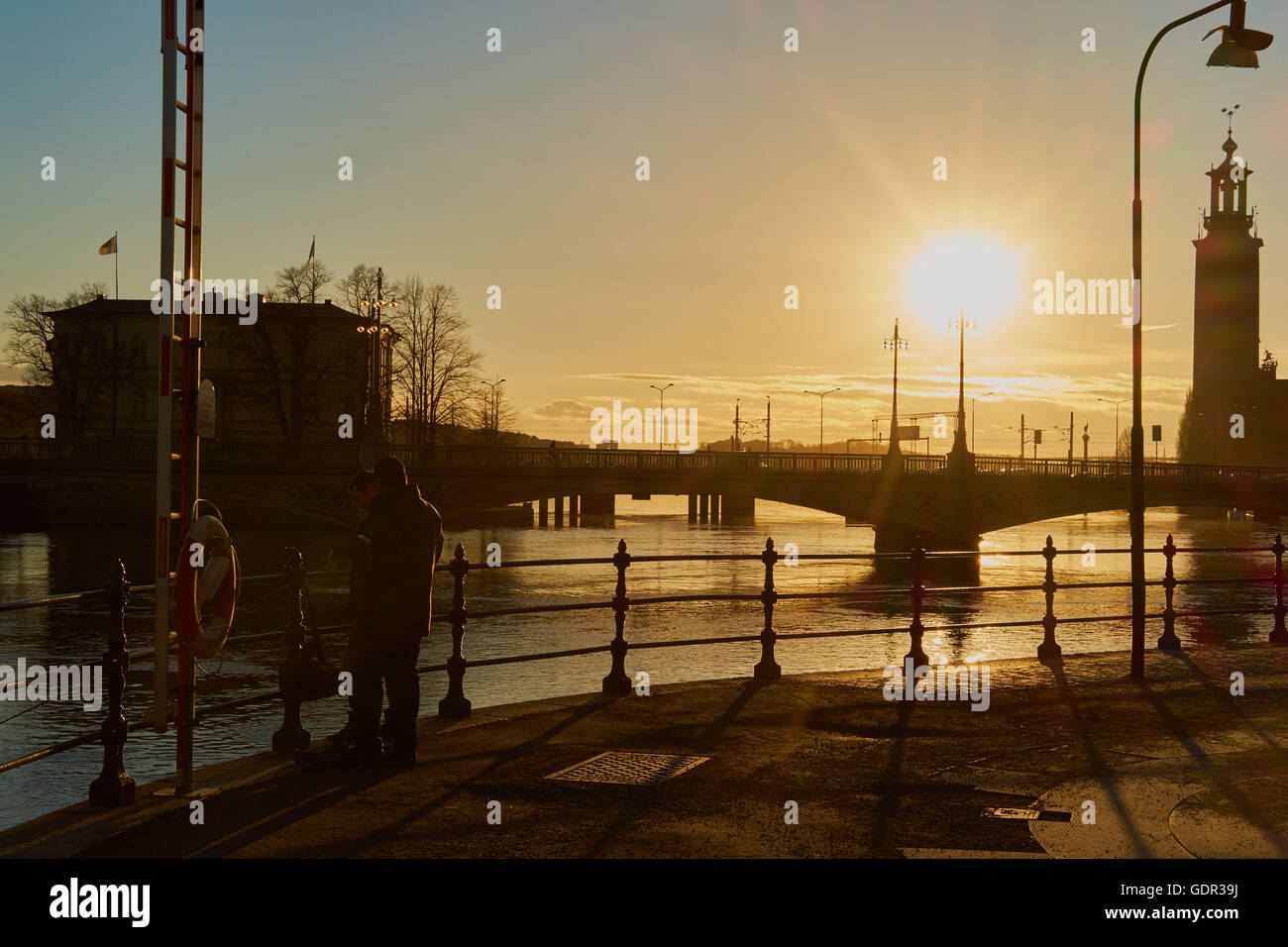 Sunset with Vasabron Bridge and Stadshuset (City Hall) Stockholm Sweden ...