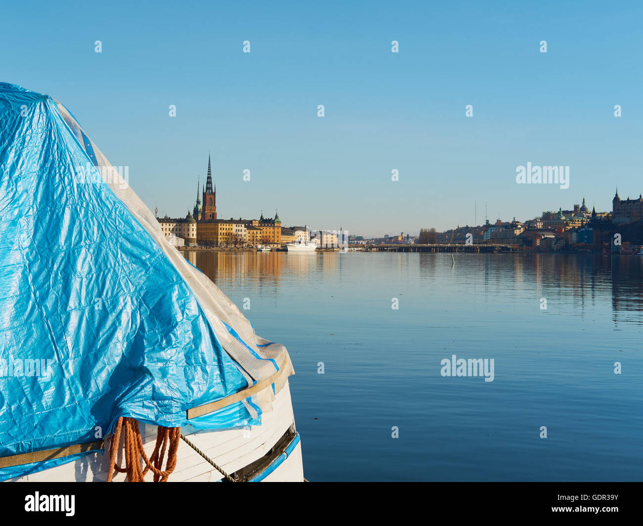 View from Kungsholmen waterfront towards central Stockholm Sweden ...