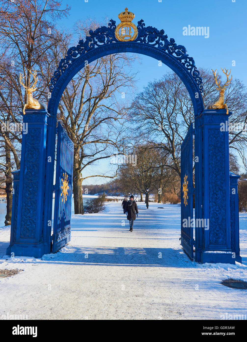 Blue decorative wrought iron gate Djurgarden Stockholm Sweden ...