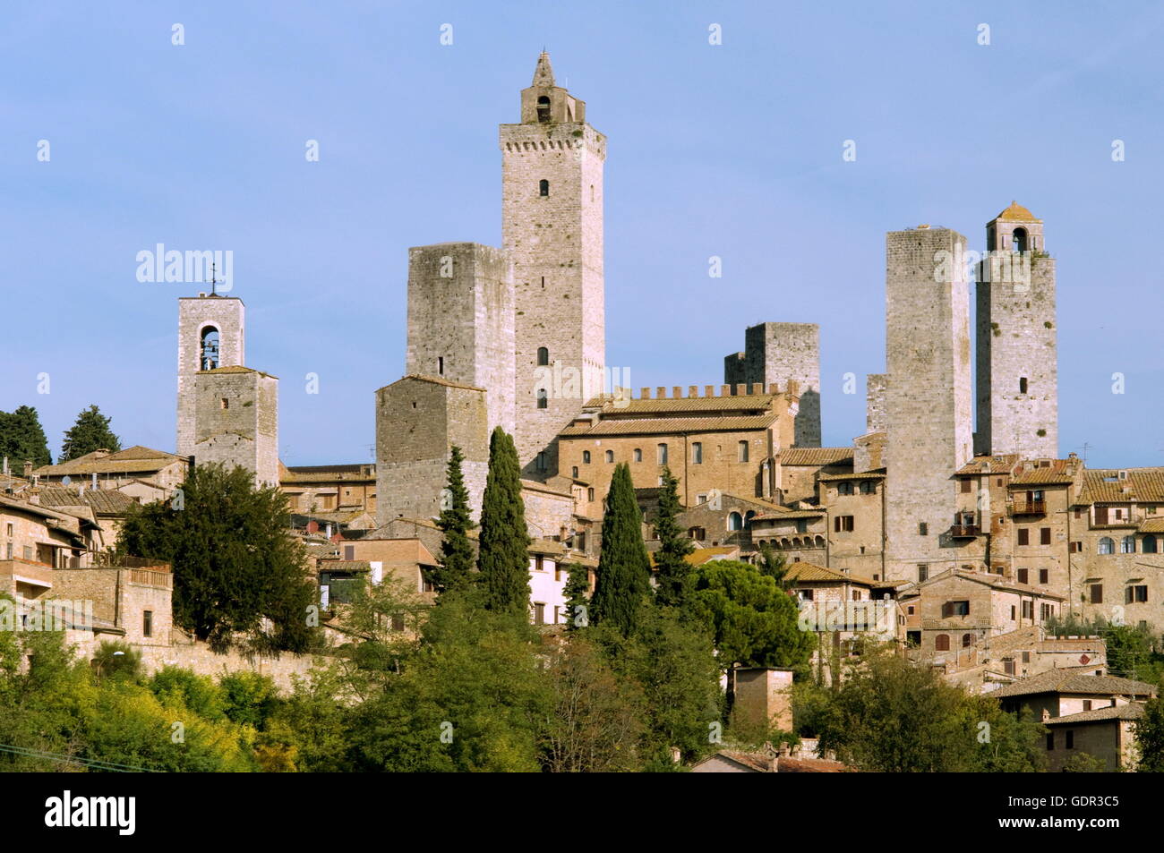 geography / travel, Italy, Tuscany, San Gimignano, townscape with ...