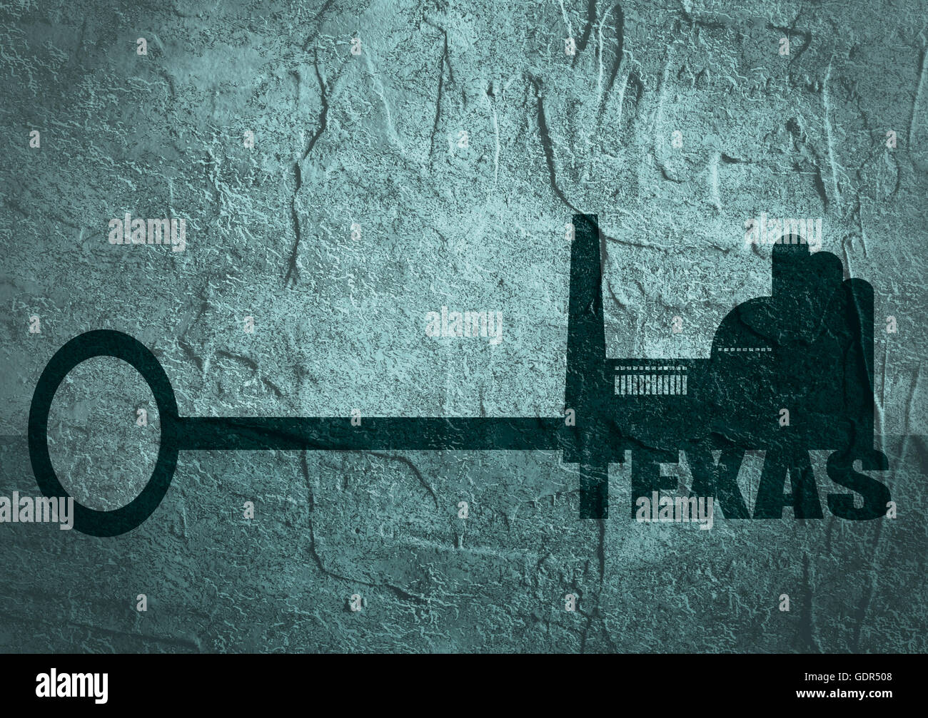 illustration concept, hand holding a key of texas industry Stock Photo ...