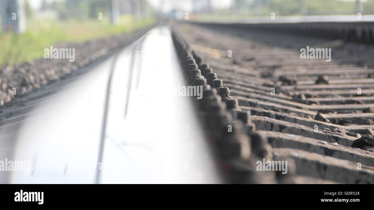 The length of the railway track Stock Photo - Alamy