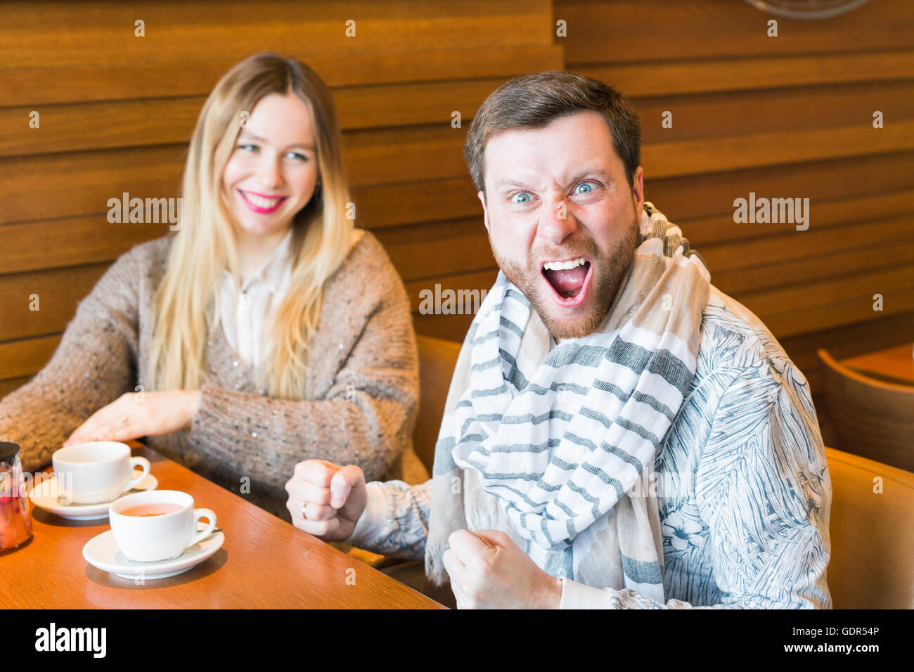 expressive portrait of a man scream happy success Stock Photo - Alamy