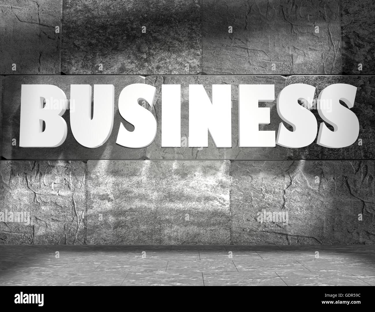 business text on concrete wall Stock Photo - Alamy