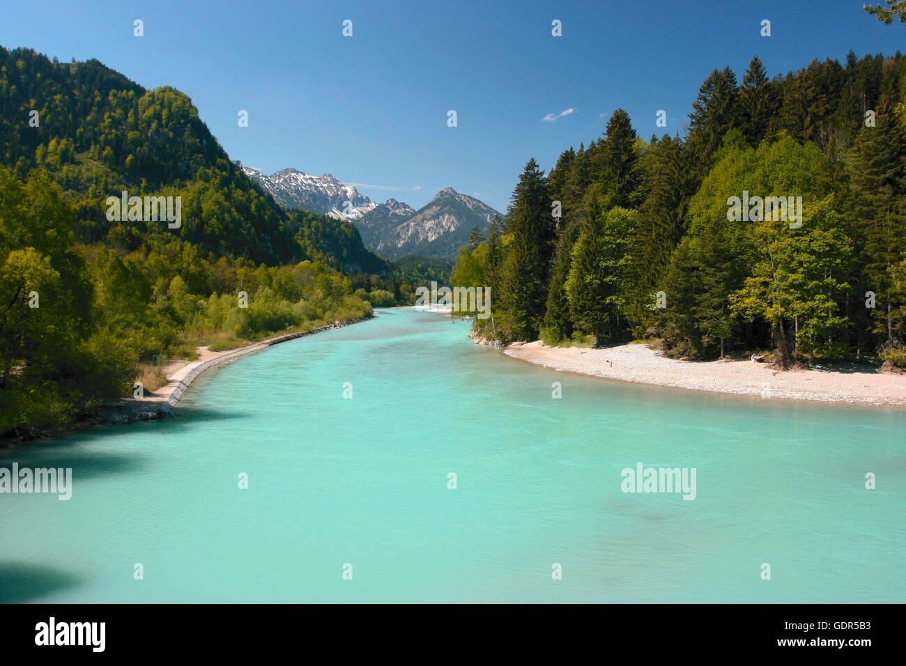 geography / travel, Germany, Bavaria, landscapes, Alps, Lech river near ...