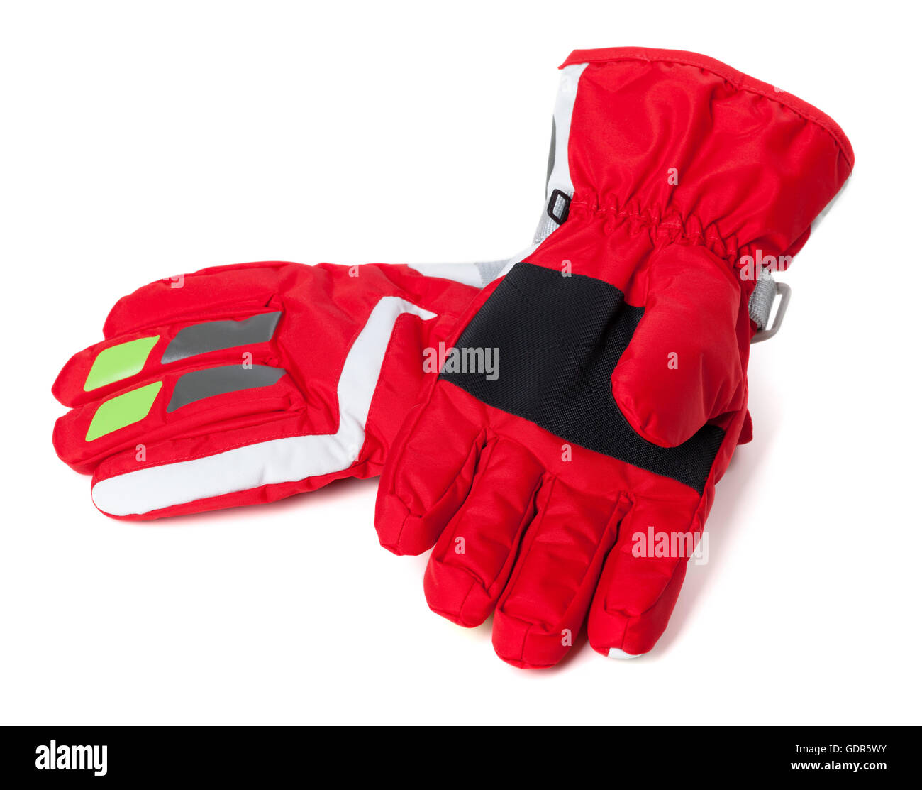 Red winter ski gloves. Isolated on white background Stock Photo - Alamy