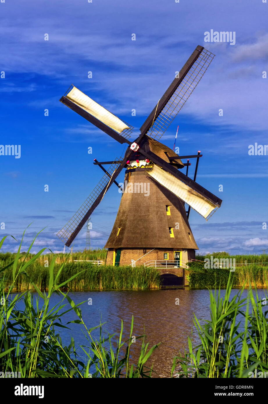 Famous historical windmill in Kinderdijk, Holland, Netherlands Stock ...