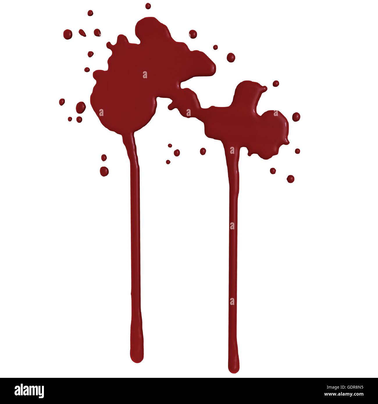 Red blood splash isolated in white background - 3D render Stock Photo ...