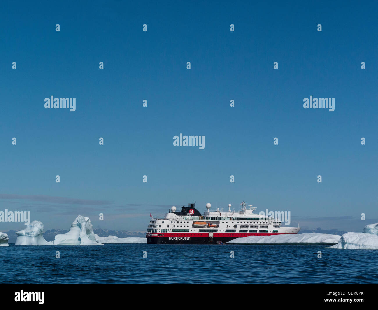 MV Fram cruise ship moored in Disko Bay West Greenland alongside ...