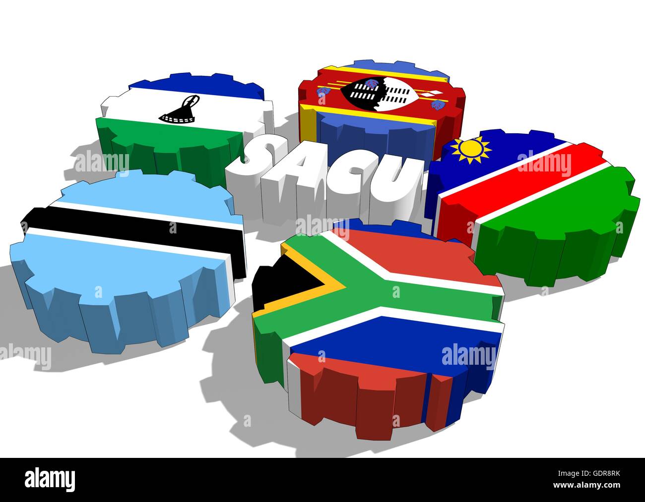 Southern African Customs Union members national flags Stock Photo - Alamy