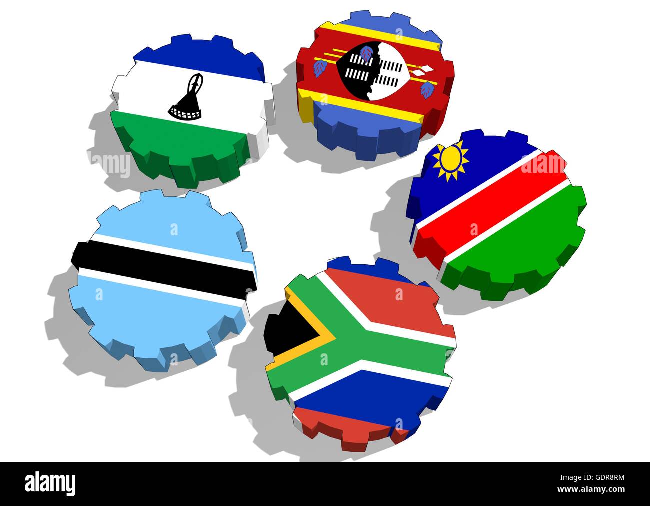 Southern African Customs Union members national flags Stock Photo - Alamy