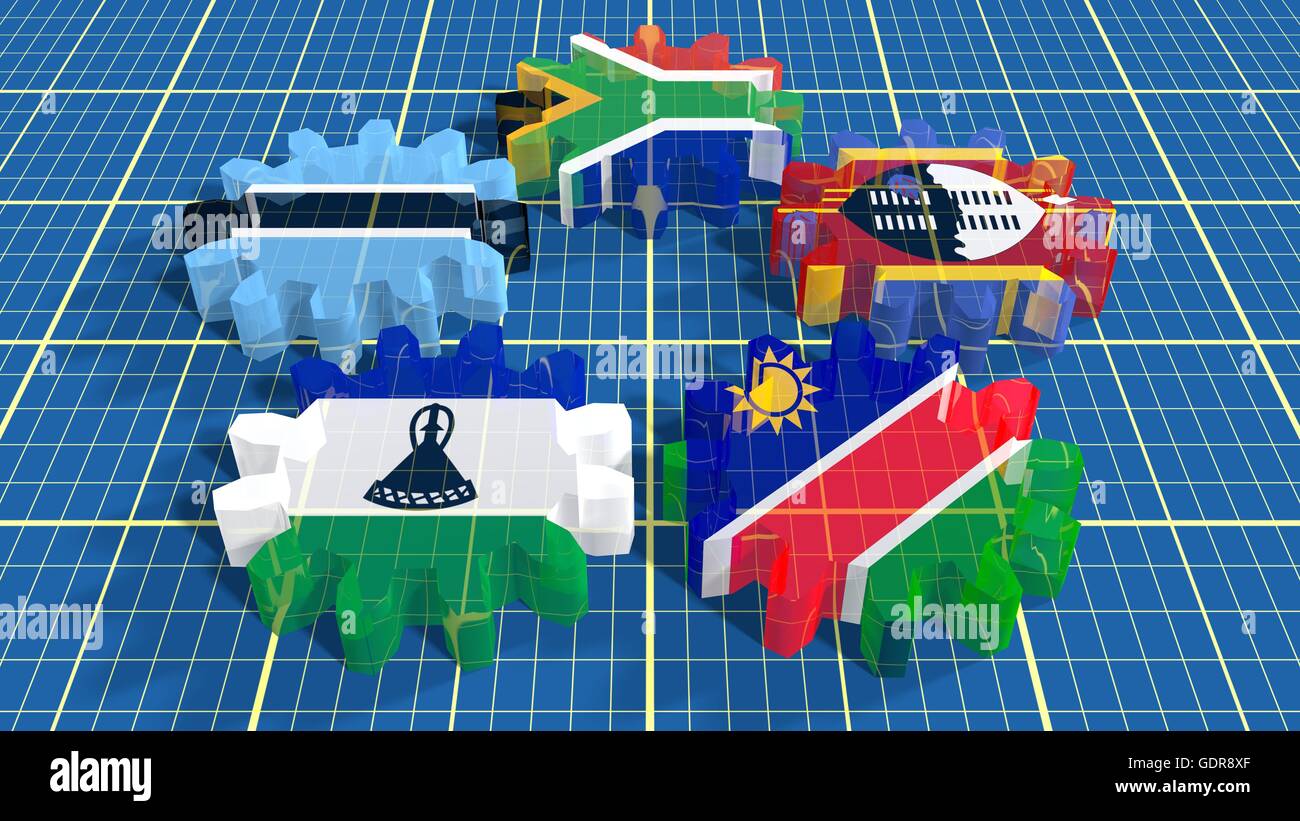 Southern African Customs Union members national flags Stock Photo - Alamy