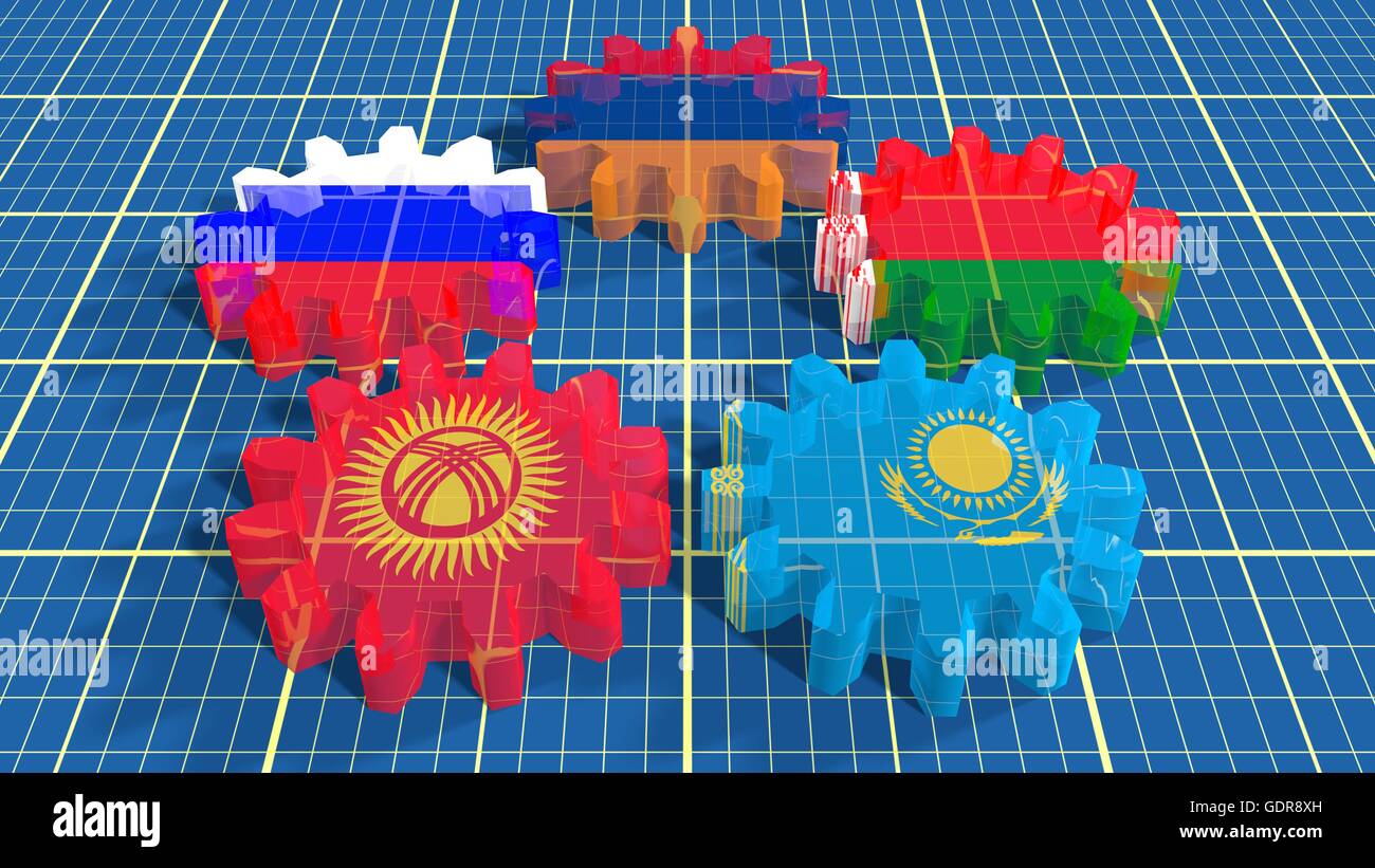 EAEU union members national flags Stock Photo - Alamy