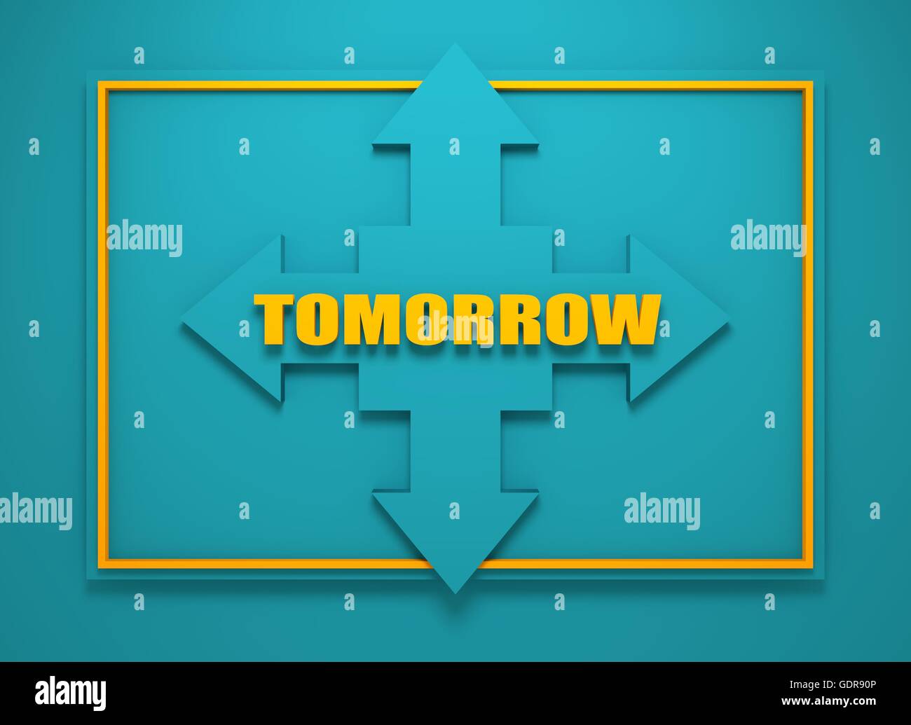 arrow cross with word tomorrow Stock Photo - Alamy