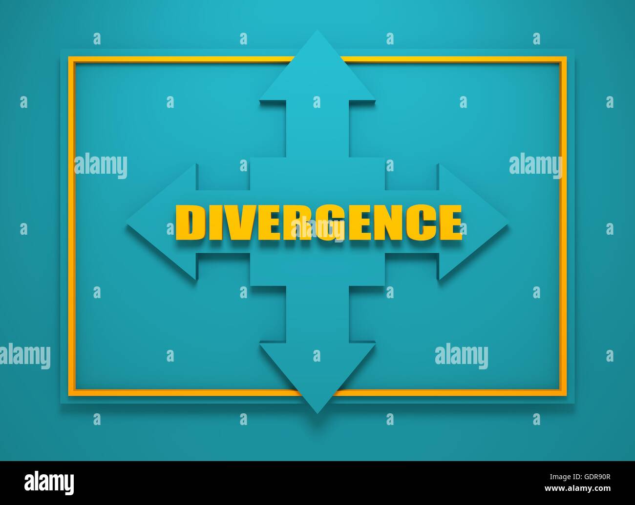 arrow cross with word divergence Stock Photo - Alamy