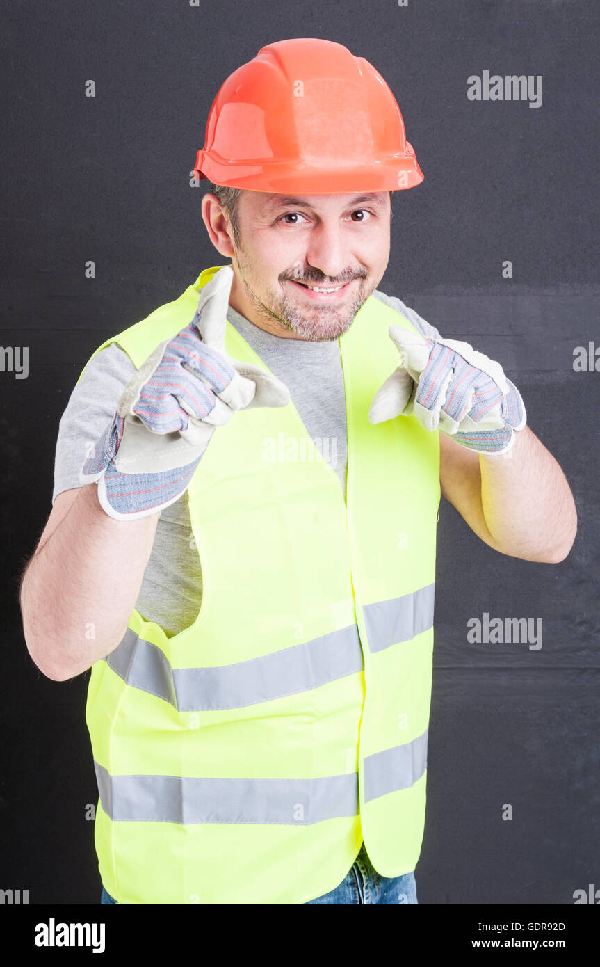 You are the man concept with handsome constructor pointing fingers at ...