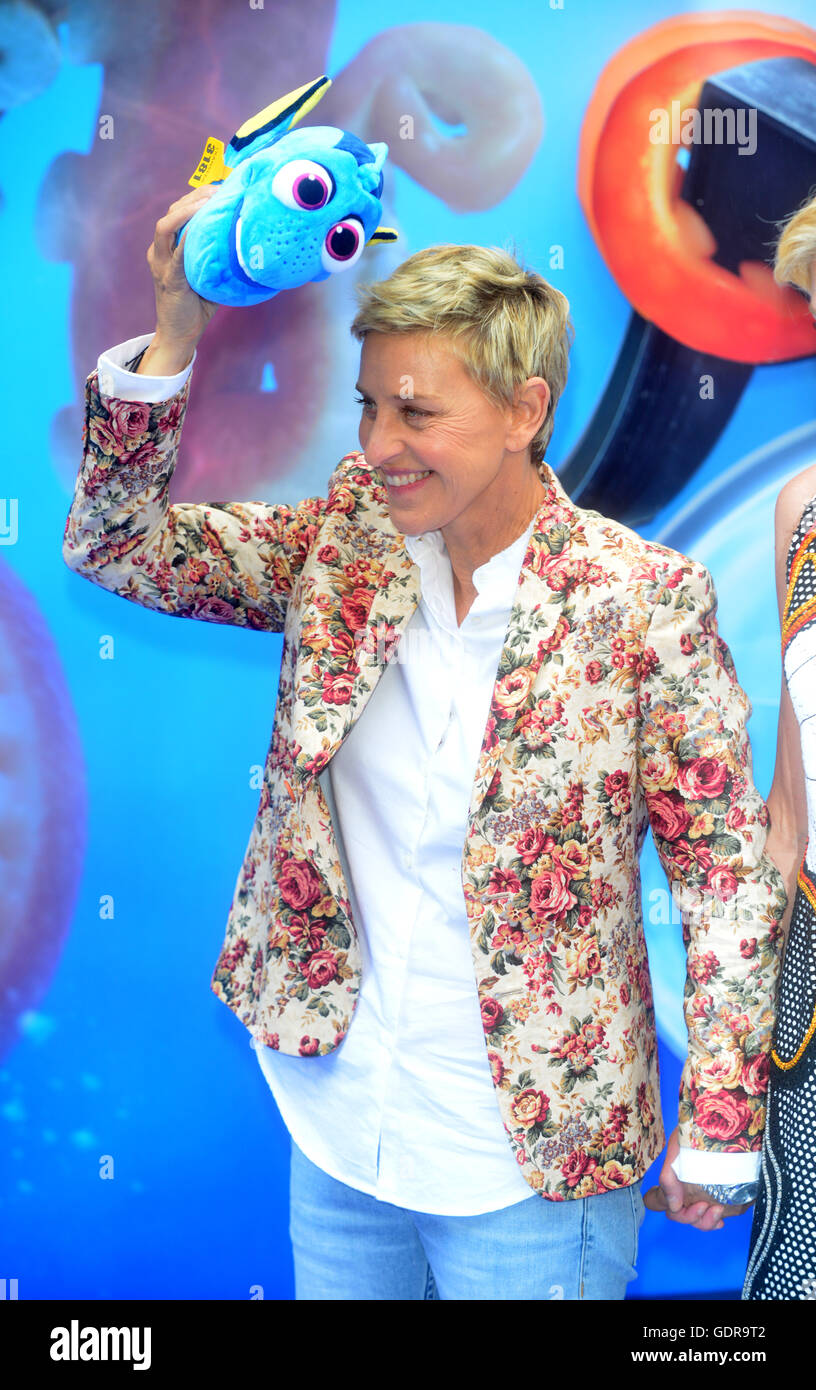 Ellen DeGeneres at the 'Finding Dory' film premiere, London Stock Photo ...
