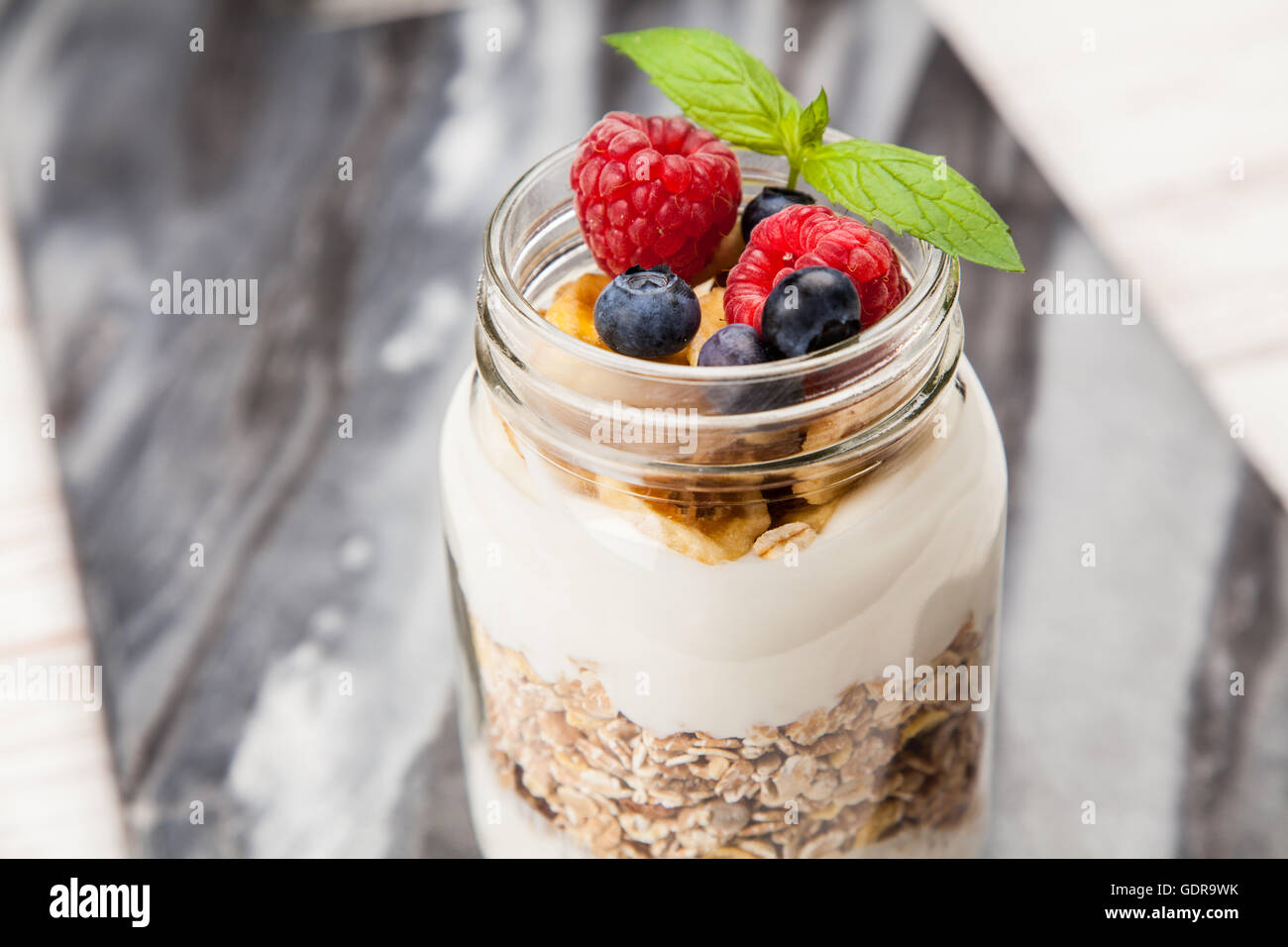 Muesli with berries dessert Stock Photo - Alamy
